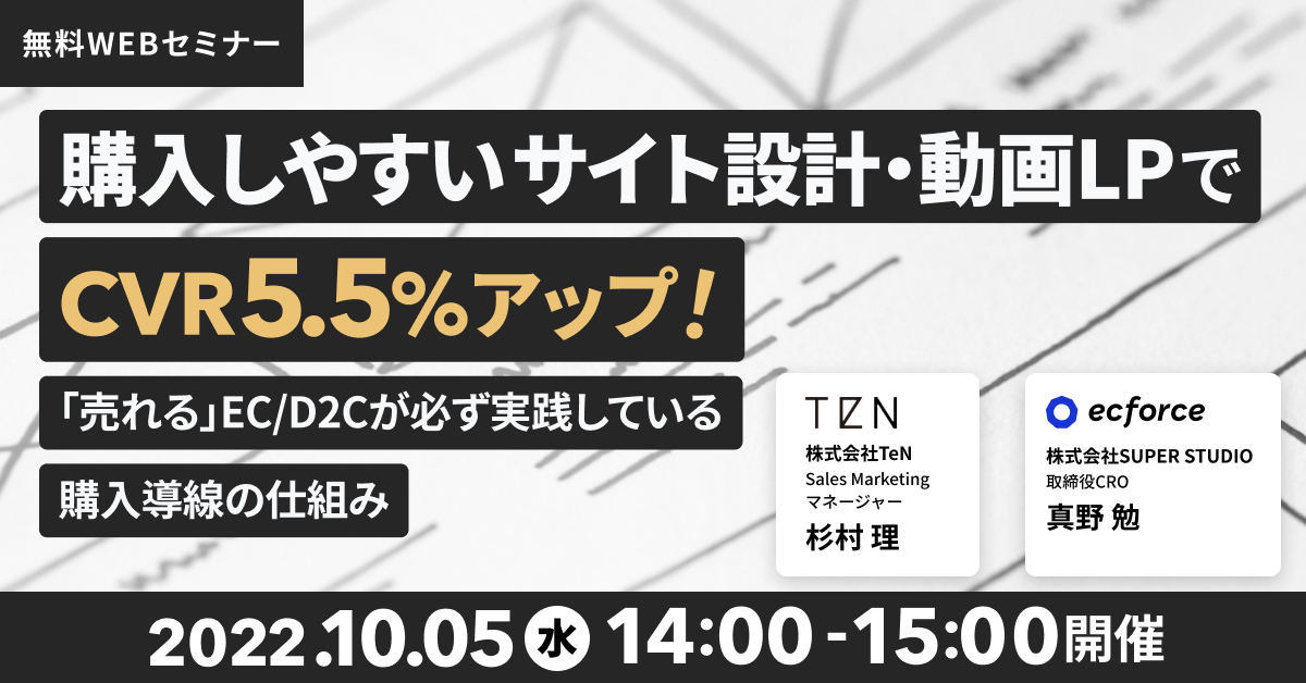 購入しやすいサイト設計・動画LPでCVR5.5%アップ！「売れる」EC/D2Cが必ず実践している購入導線の仕組み